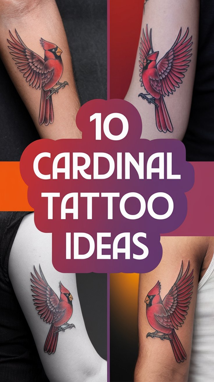10 Cardinal Tattoo Ideas to Add a Pop of Color - Tattoo Art